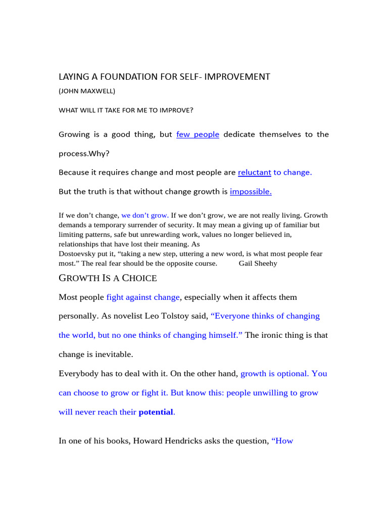 LAYING-A-FOUNDATION-FOR-SELF | PDF | Personal Development | Goal