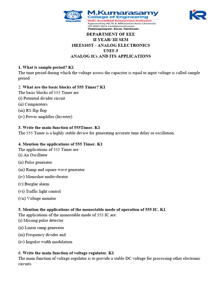 unit 5-2mark | PDF | Electronic Filter | Capacitor