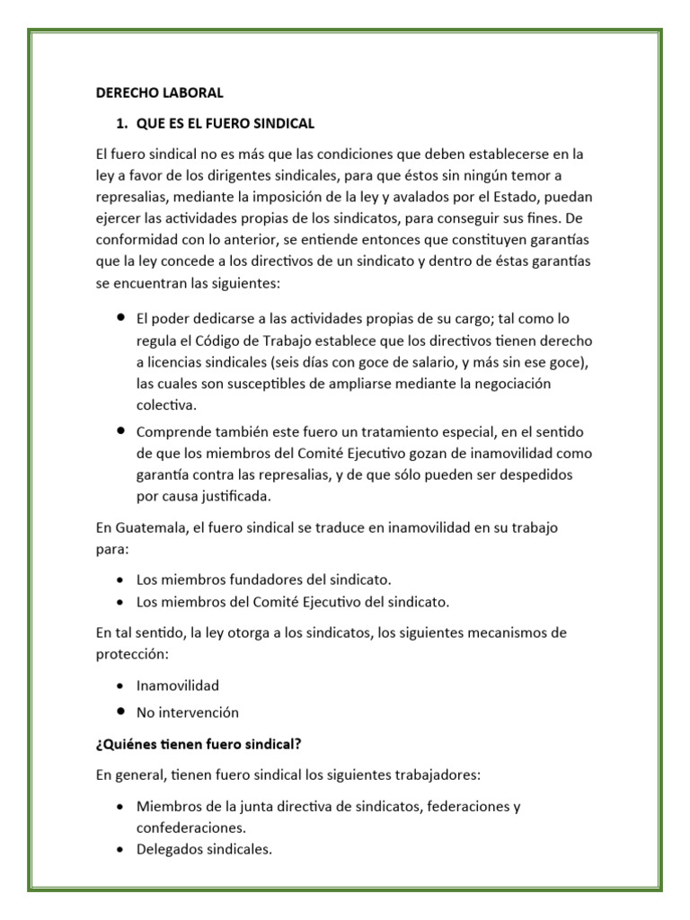 Derecho Laboral | PDF | Sindicato | Derecho laboral