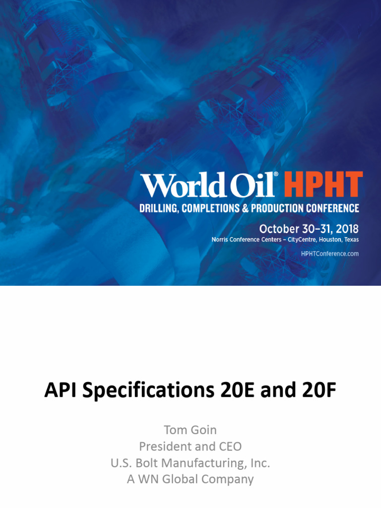API Specifications 20e and 20f | PDF | Screw