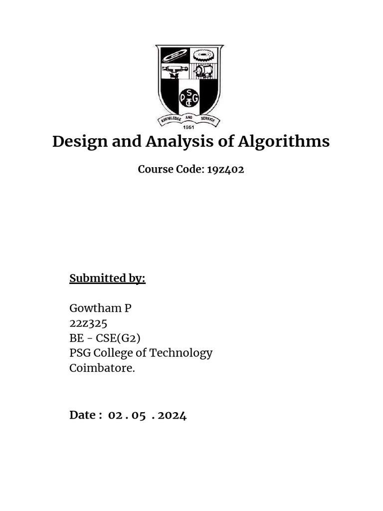 Ex 6-Design and Analysis of Algorithms | PDF