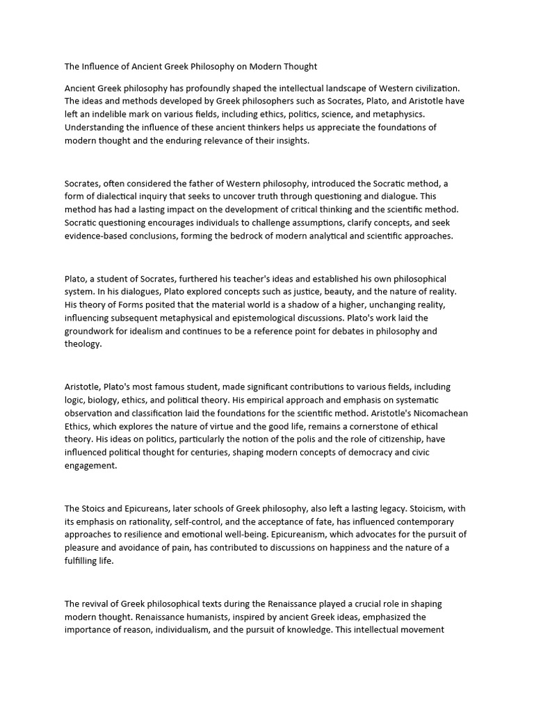 Greek Philosophy's Modern Impact | PDF | Ancient Greek Philosophy ...