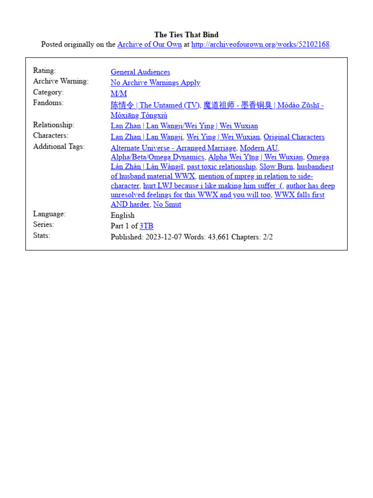 The Ties That Bind | PDF