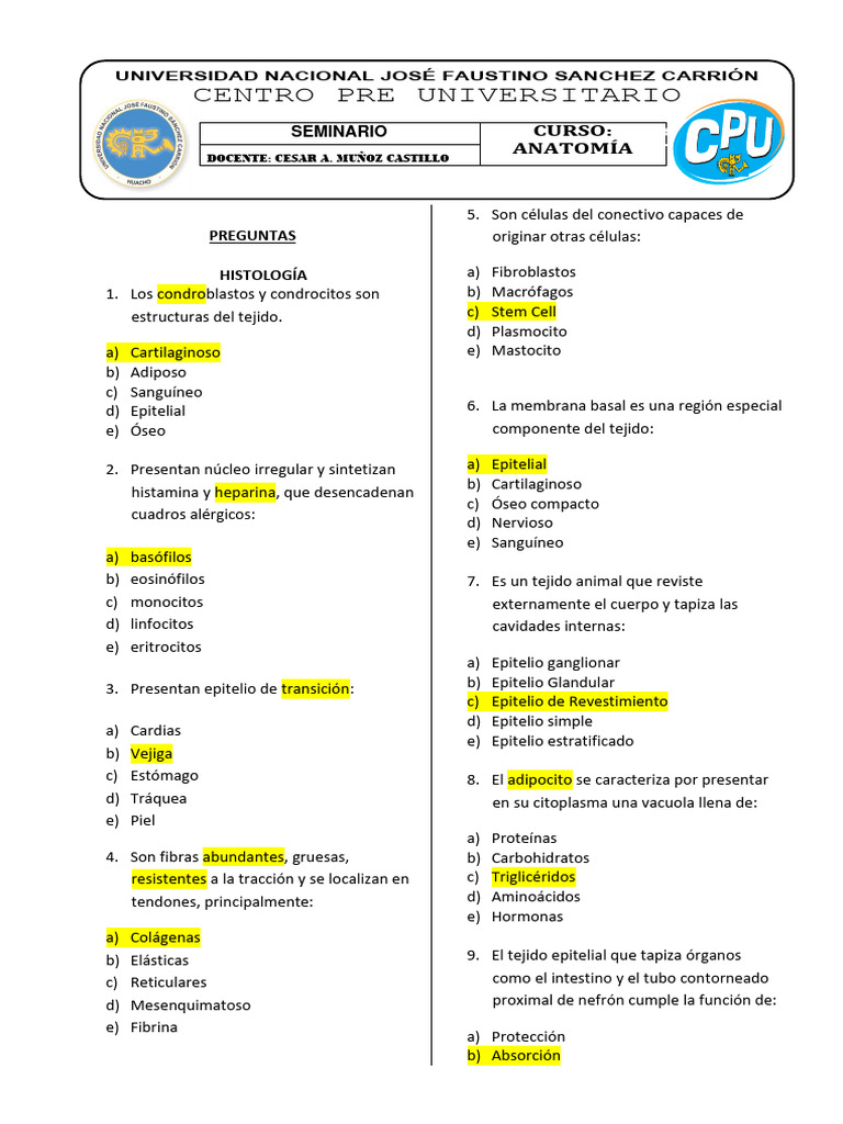 Guia Repaso Anatomía Cpu Marzo | PDF | Riñón | Corazón