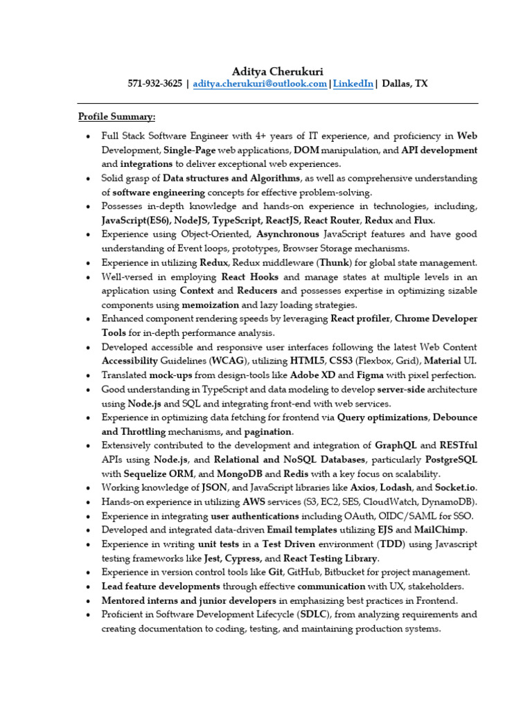Aditya Cherukuri Resume | PDF | Java Script | World Wide Web
