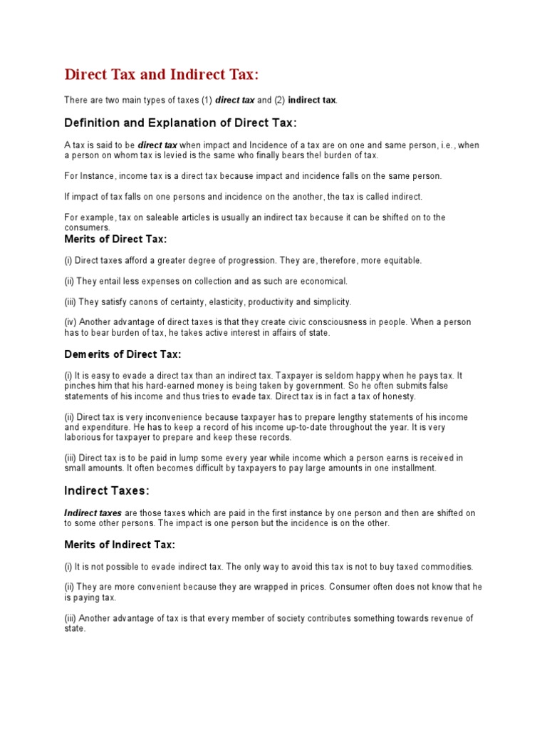 Direct Tax and Indirect Tax | Indirect Tax | Taxes