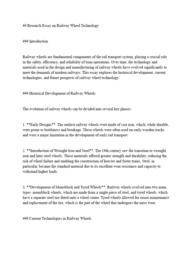 Research Essay On Railway Wheel Technology | PDF | Rail Transport | Steel