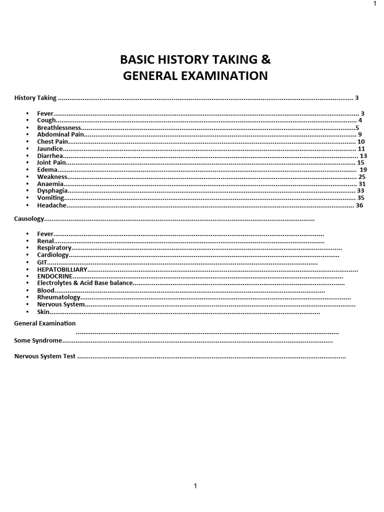 History Taking & General Examination Guide | PDF | Arthritis | Pain