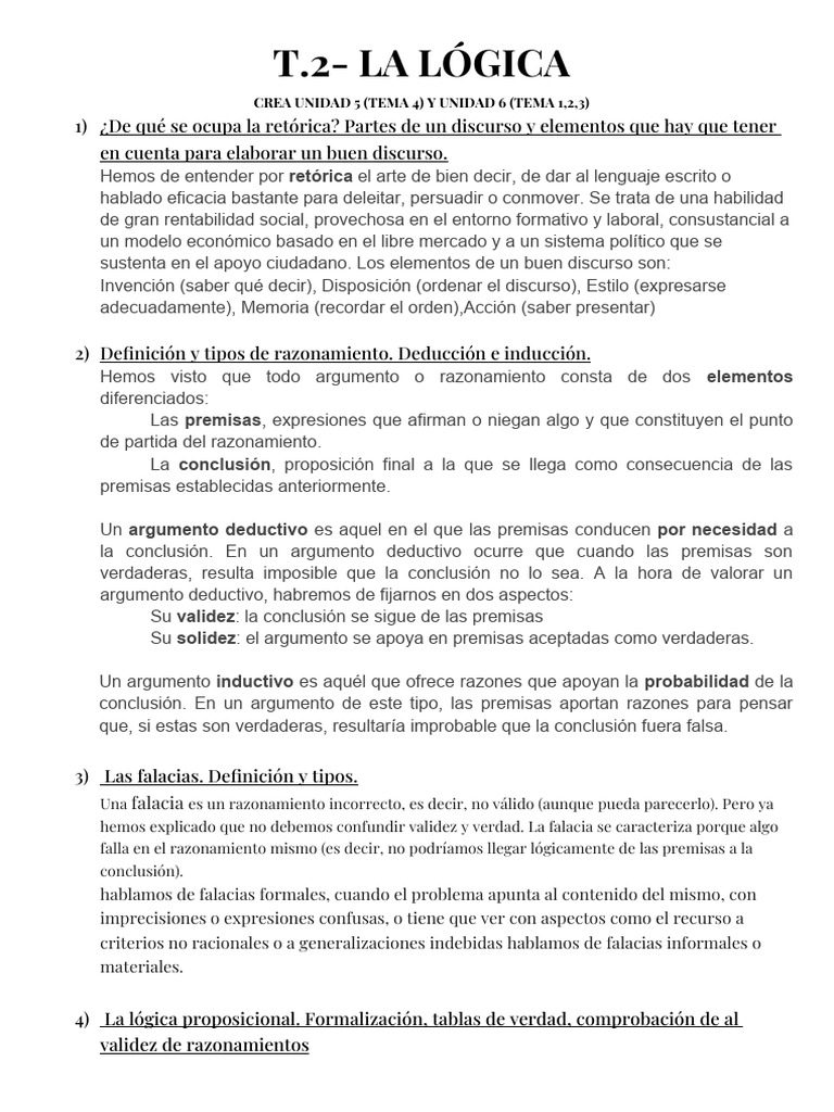 Tema 2 - Logica | PDF | Argumento | Razonamiento deductivo