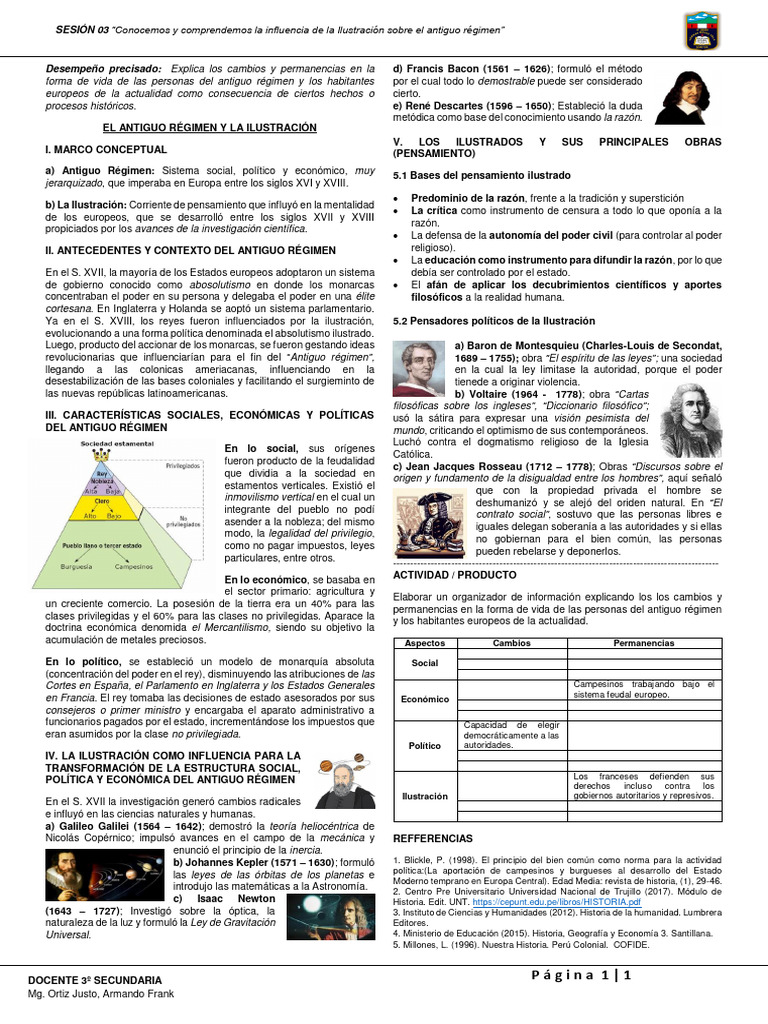 ARTÍCULO DE REVISIÓN Nº 02 EL ANTIGUO RÉGIMEN Y LA ILUSTRACIÓN 3º SECUNDARIA | PDF | Era de ...
