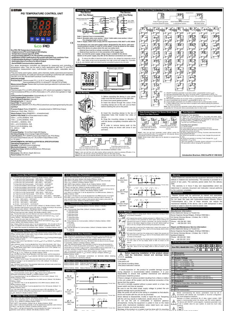 Pid Temperature Control Unit Eng Ecopid Pdf Electrical Components