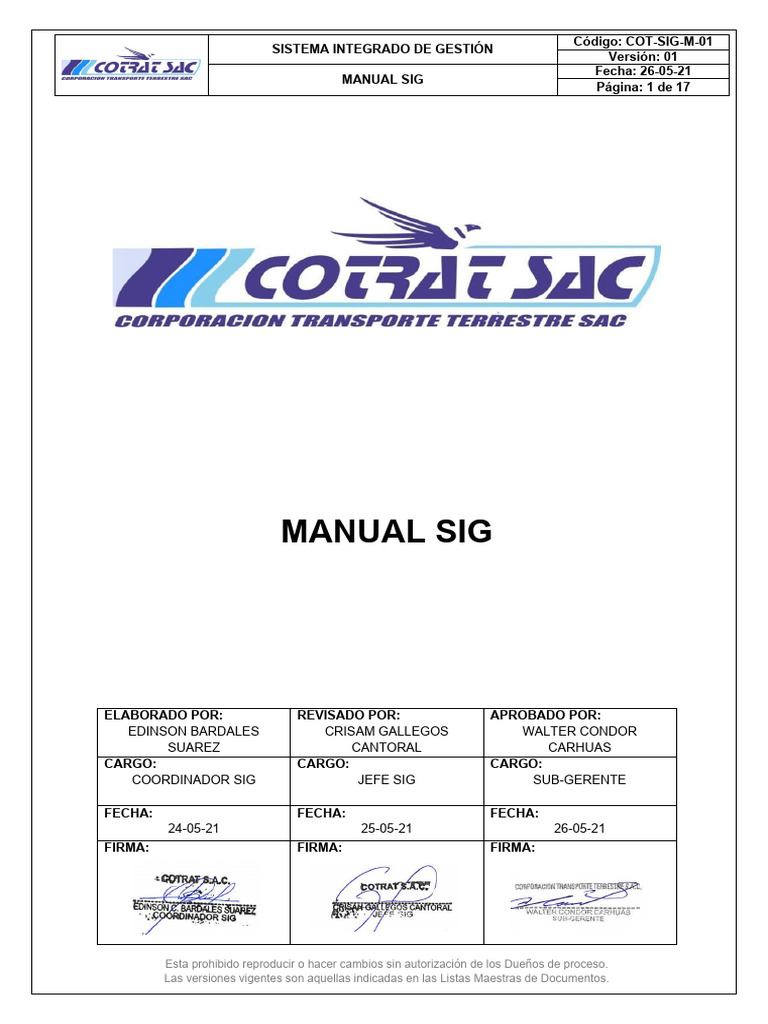 COT-SIG-M-01 Manual SIG 02 | PDF | Sistema de información geográfica | Calidad (comercial)