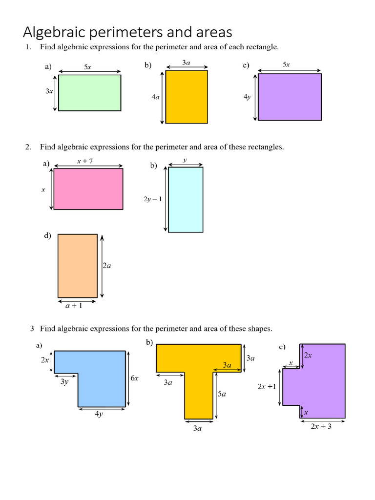Algebraic Perimeters and Areas | PDF | Home & Garden