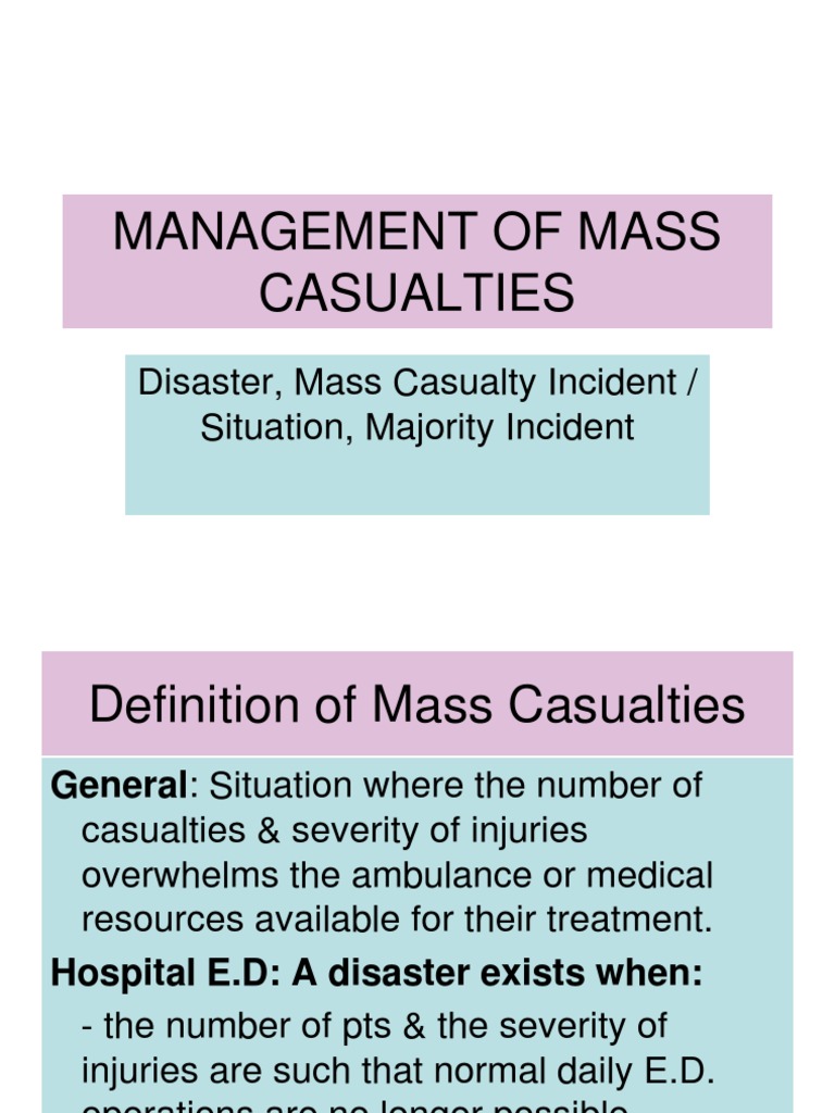 Mass Casualty Incident Management Guide | PDF | Emergency Department ...