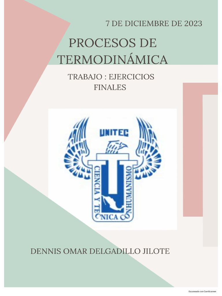 Ejercicios Finales Procesos de Termodinámica | PDF