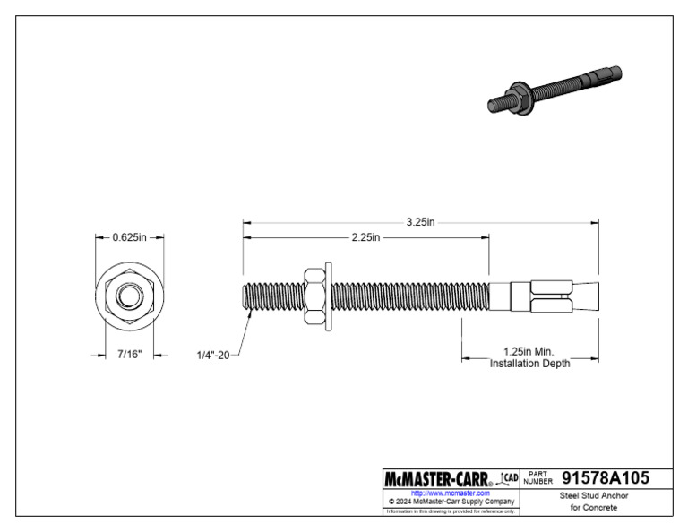 91578A105 - Steel Stud Anchor For Concrete | PDF