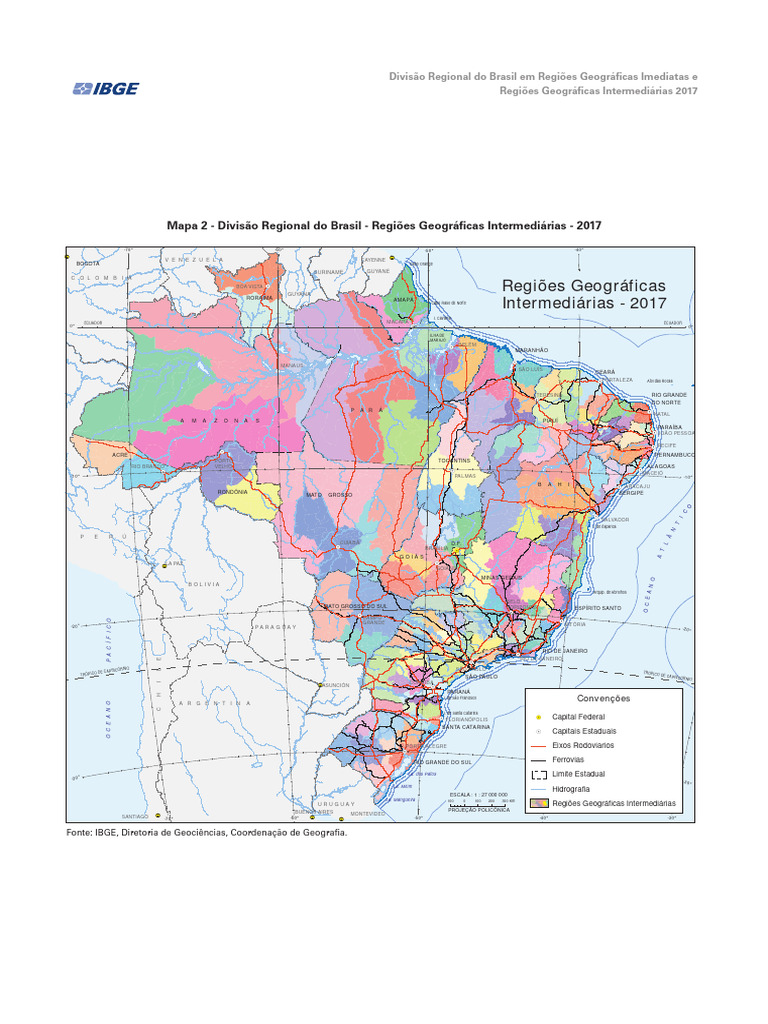 Mapa 2 Divisão Regional Do Brasil Regiões Geográficas Intermediárias