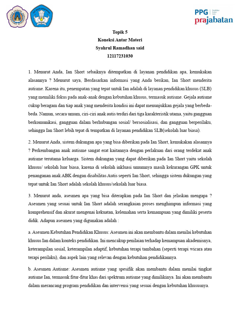 Topik 5 Koneksi Antar Materi PPABK | PDF