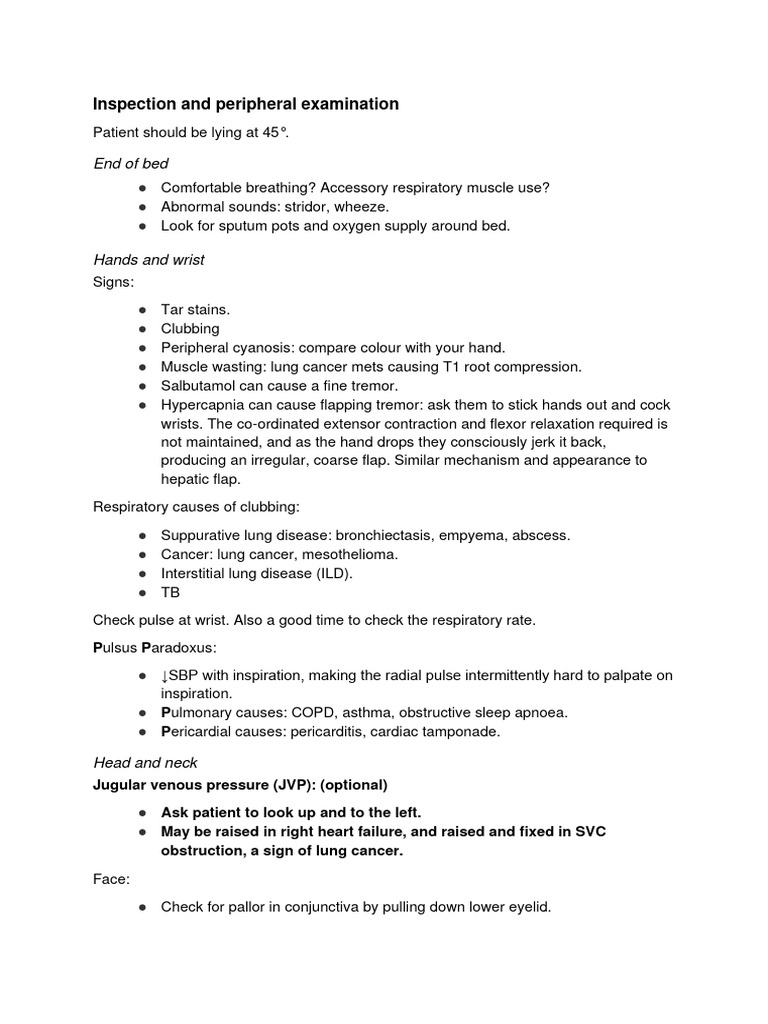 Respi Examination | PDF | Respiratory Diseases | Thorax