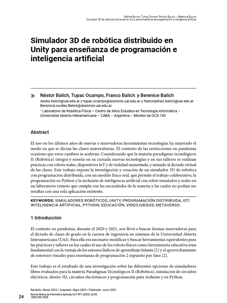 Simulador 3D de Robotica Distribuido en Unity para | Descargar gratis ...