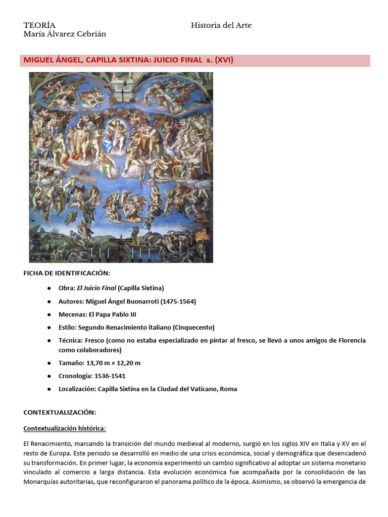 Juicio Final de Miguel Ángel en Sixtina | PDF | Miguel Ángel | Renacimiento