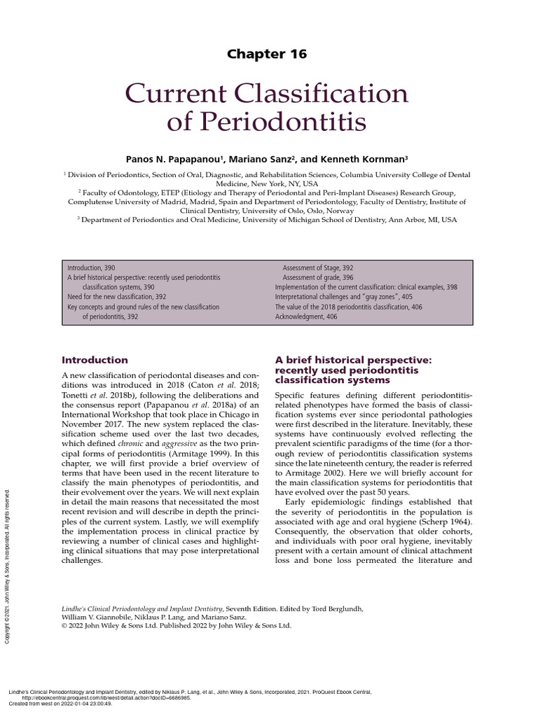 Chapter 16 Current Classification of Periodontitis | Download Free PDF ...