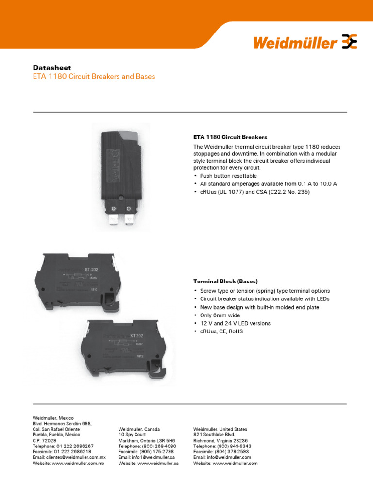 LIT1510 ETA-1180 Circuit Breakers Datasheet7-19 | PDF | Alternating Current | Fuse (Electrical)
