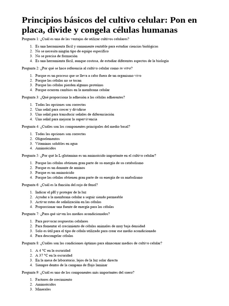 CCG Principios B Sicos Del Cultivo Celular Pon en Placa Divide y Congela C Lulas Humanas ...