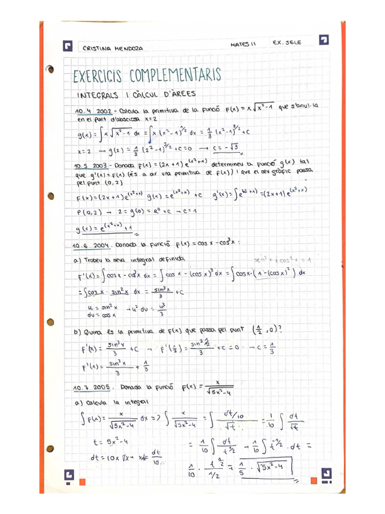 Exercicis Integrals y Àrees | PDF