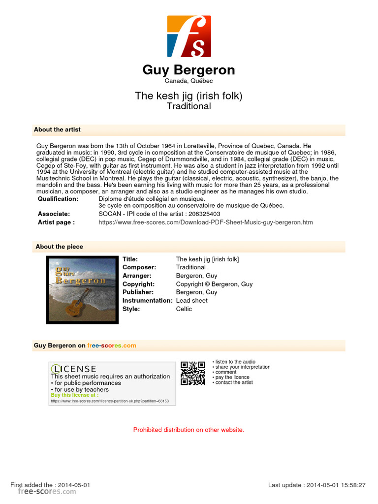 (Free Scores - Com) Traditional The Kesh Jig 63153 | PDF | Musical Compositions | Popular Music