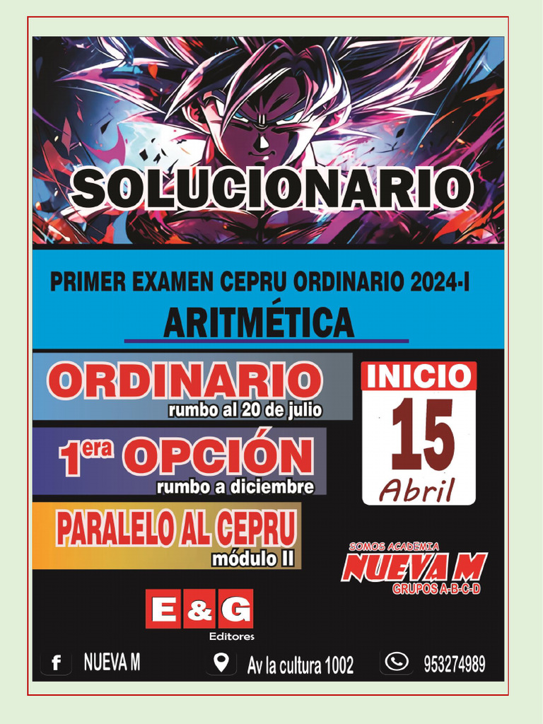 Solucionario Aritmetica 1er Cepru Ord 2024-I | PDF | Matemáticas | Aritmética