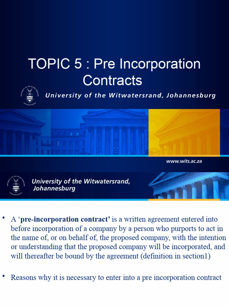 Power Point Presentation Pre Incorporation Contracts 2021 | PDF | Law ...
