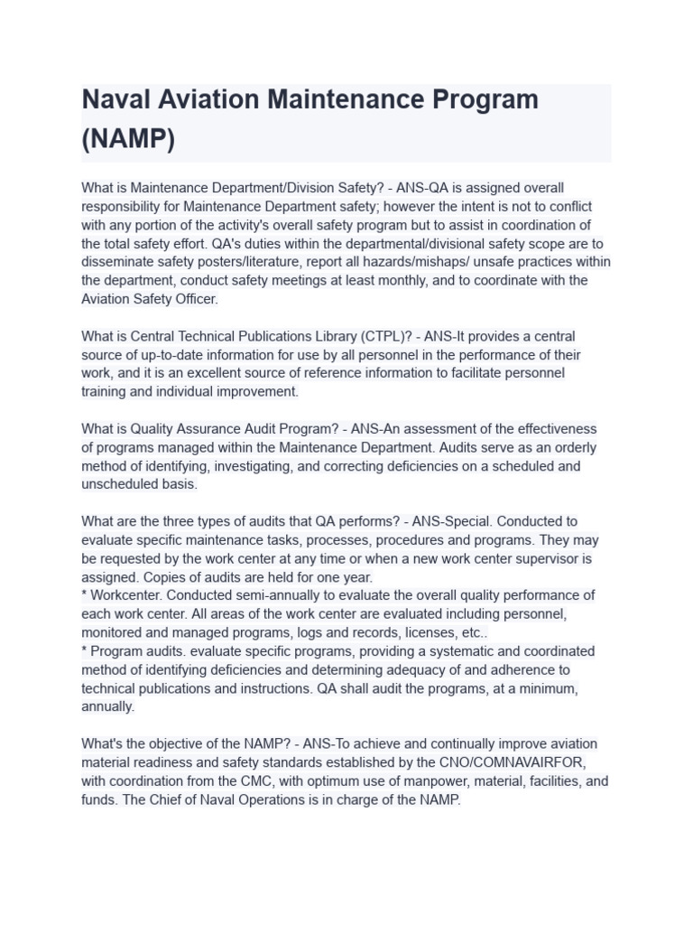 Naval Aviation Maintenance Program (NAMP) | PDF | Quality Assurance