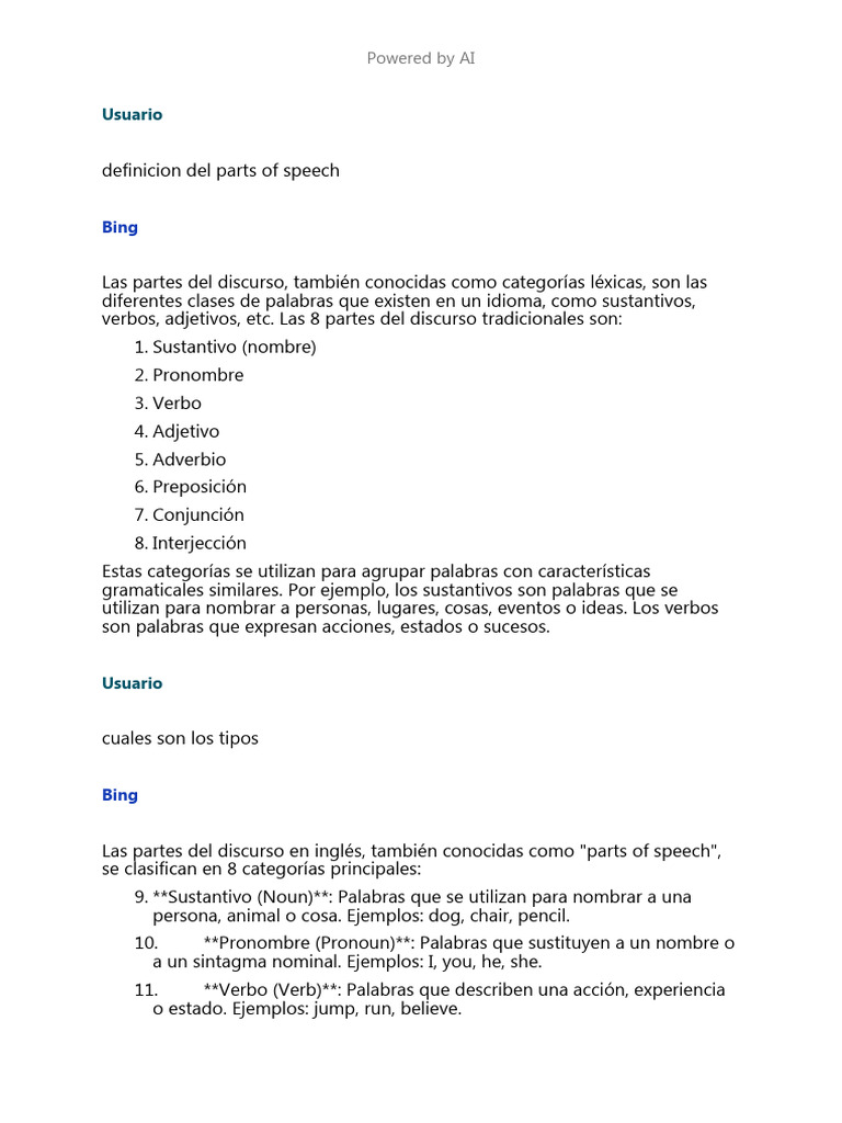 Parts of Speech | PDF | Palabra | Oración (Lingüística)