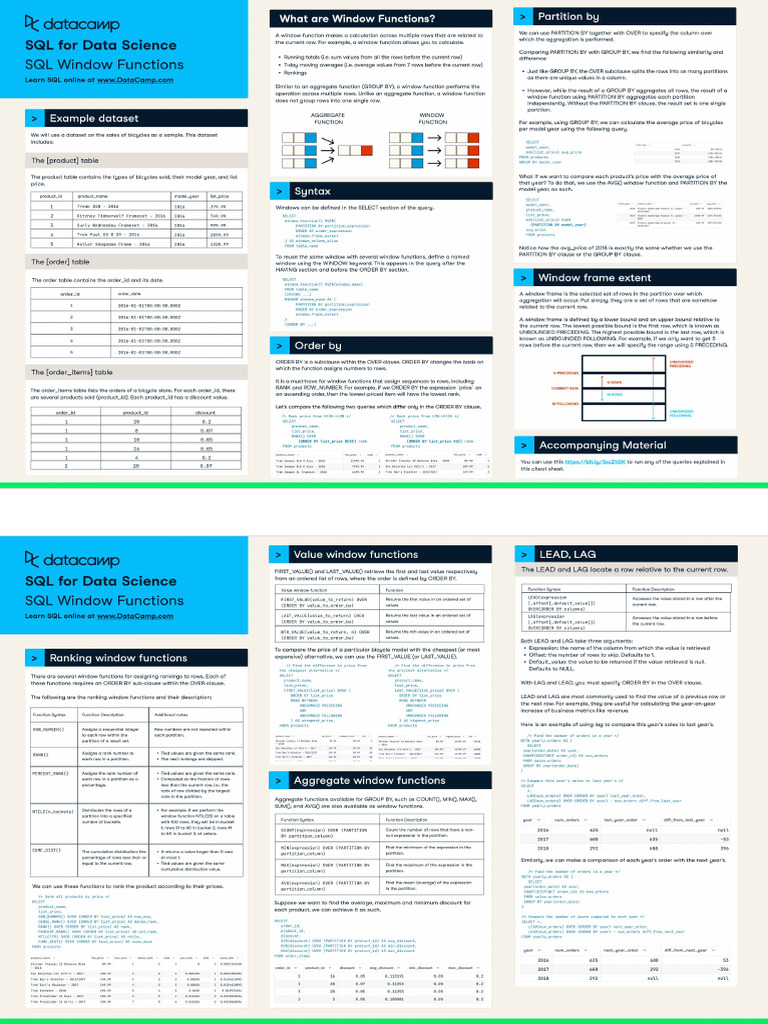 SQL Window Functions 1 1 | PDF