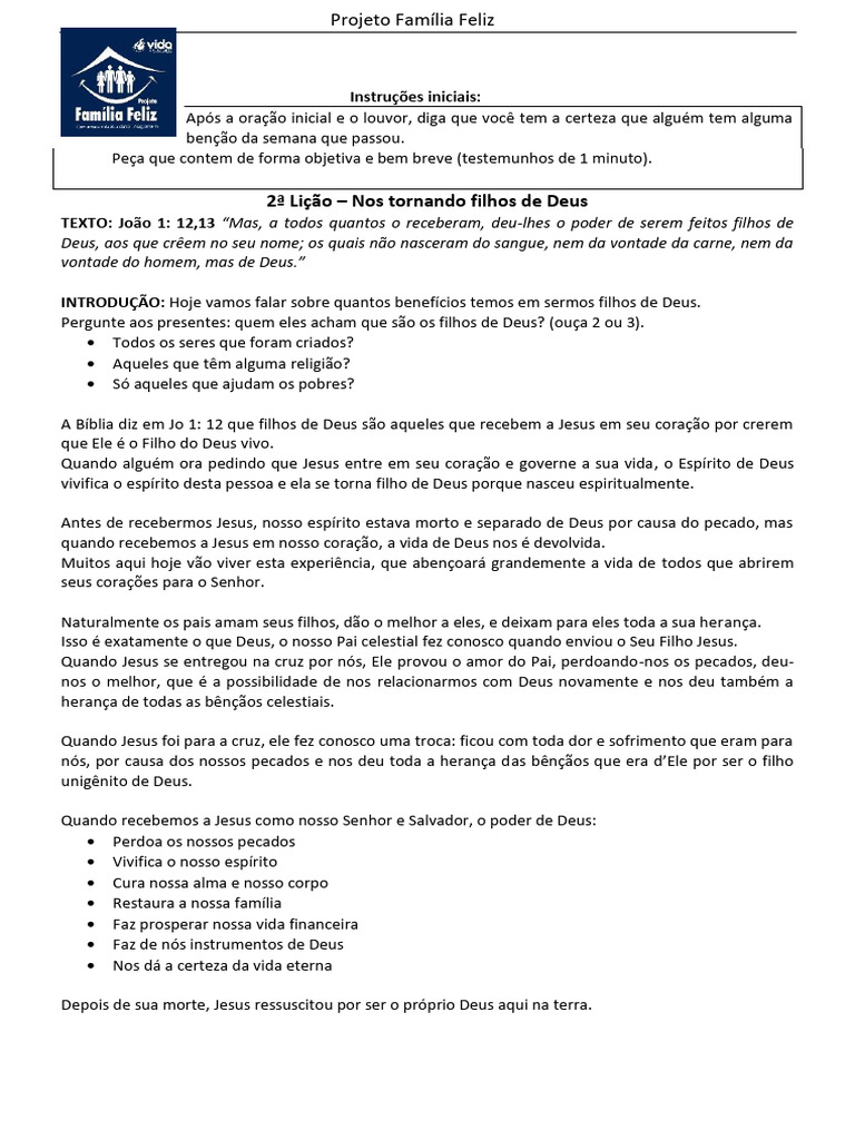 Tornando-se Filhos de Deus | PDF | Jesus | Oração