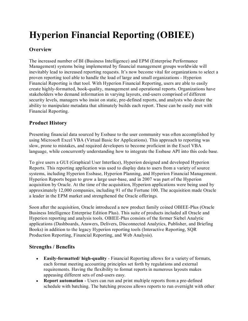 Hyperion Financial Reporting | PDF