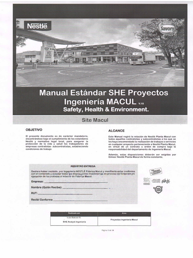 Manual Estandar SHE Proyectos MACUL | PDF | Negocios