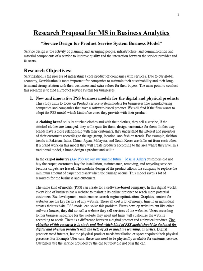 Research Proposal For MS in Business Analytics | PDF | Analytics ...