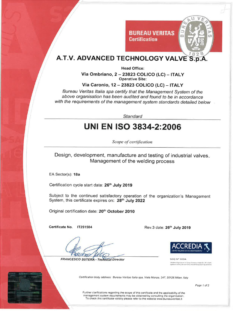 ATV - Certificate - ISO 3834 Exp 28072022 | PDF