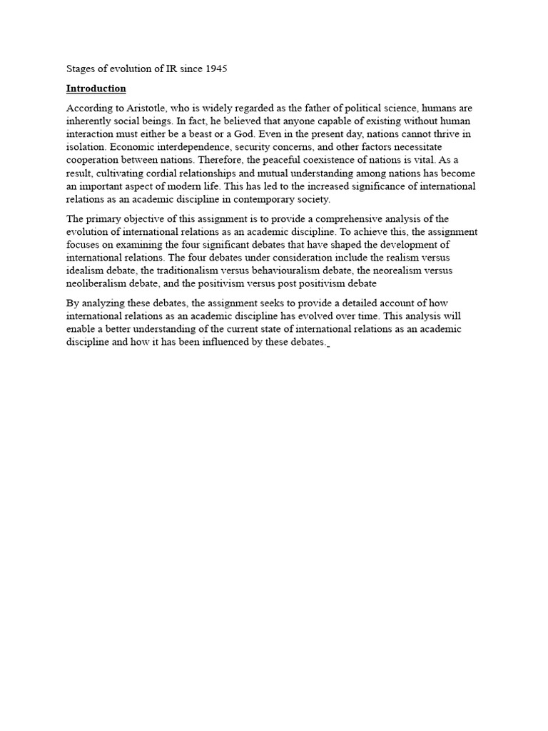 Evolution of International Relations Post-1945 | PDF | International ...