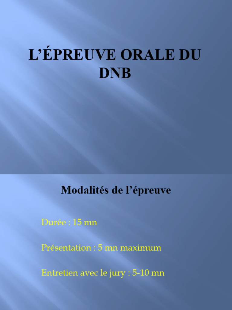 L'épreuve Orale Du DNB v2 | PDF | Arts du langage et discipline | Études des langues étrangères