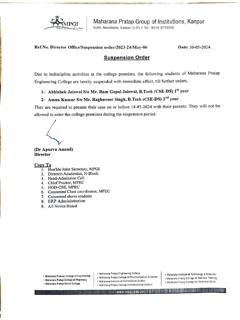 Suspension - Order (1) Gufy | PDF