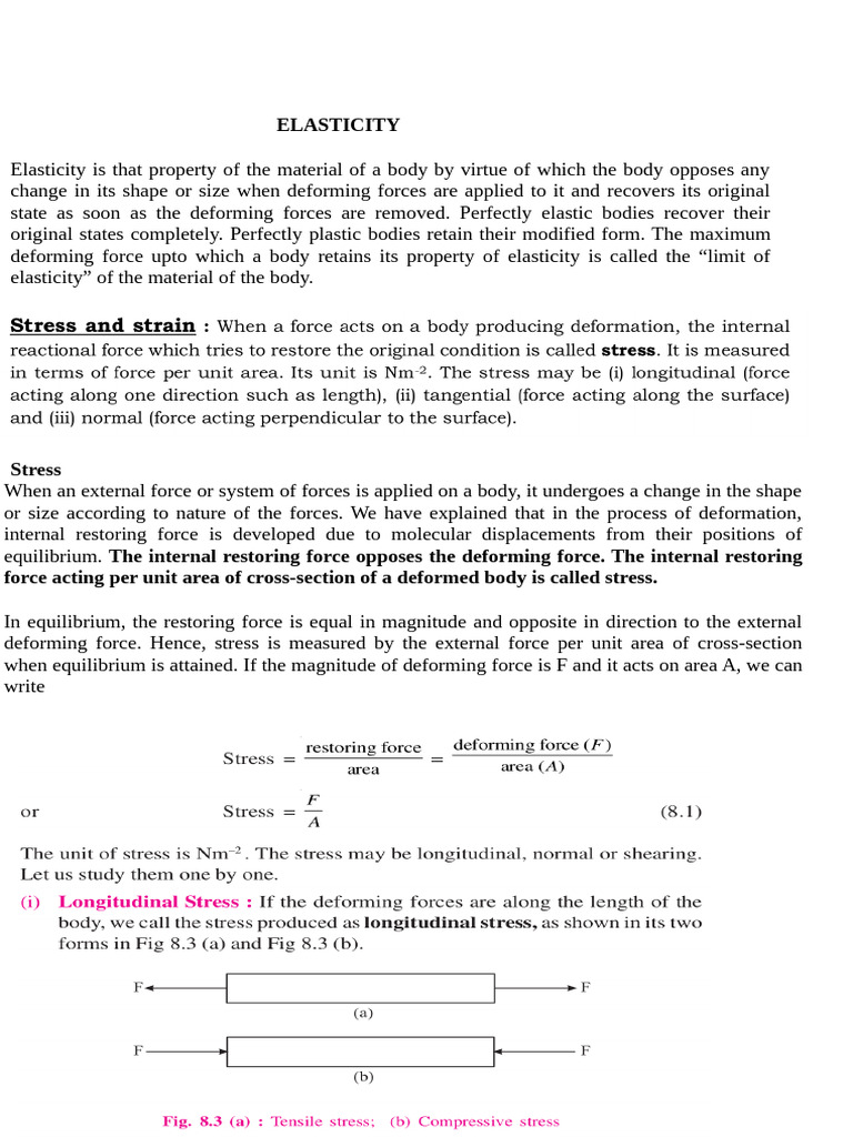 Solids and Elasticity | PDF | Elasticity (Physics) | Young's Modulus