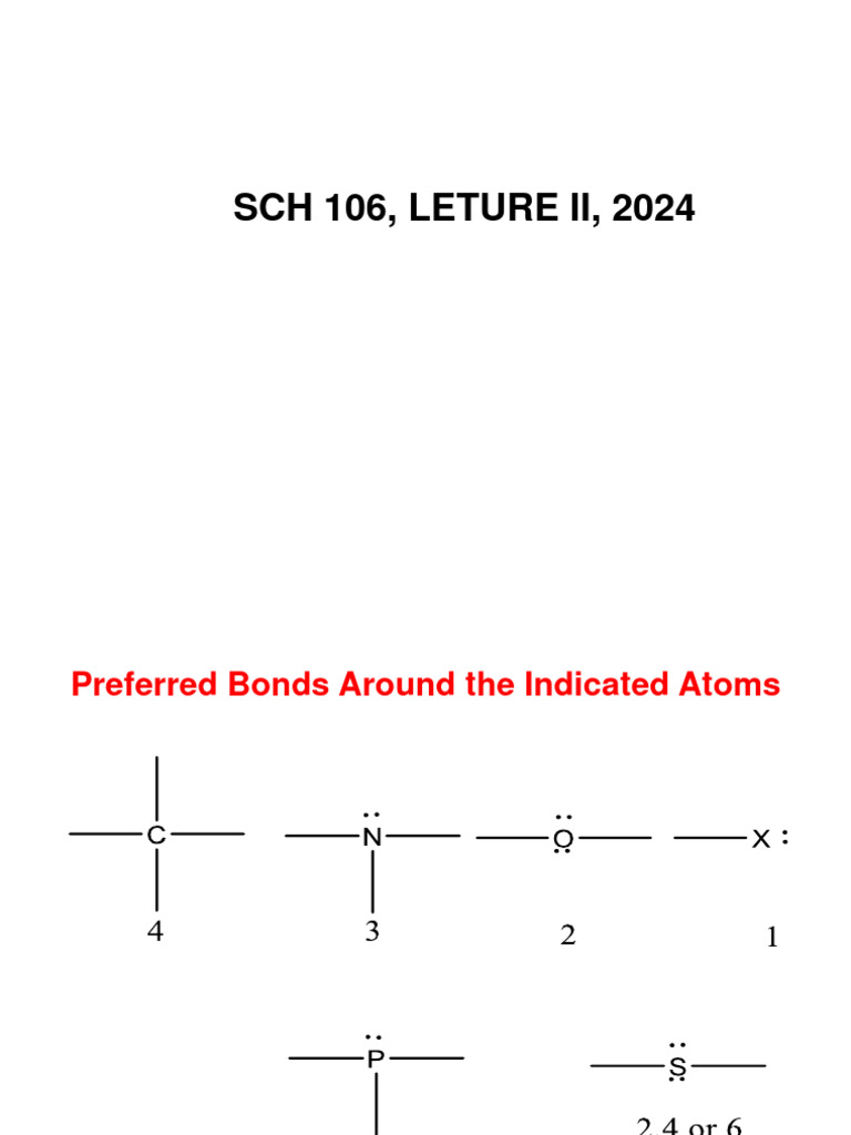 SCH 106 Lecture II 2024 | Download Free PDF | Chemical Bond | Molecules