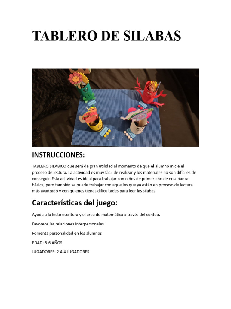 Tablero Silábico para Aprender a Leer | PDF | Aprendizaje | Educación ...