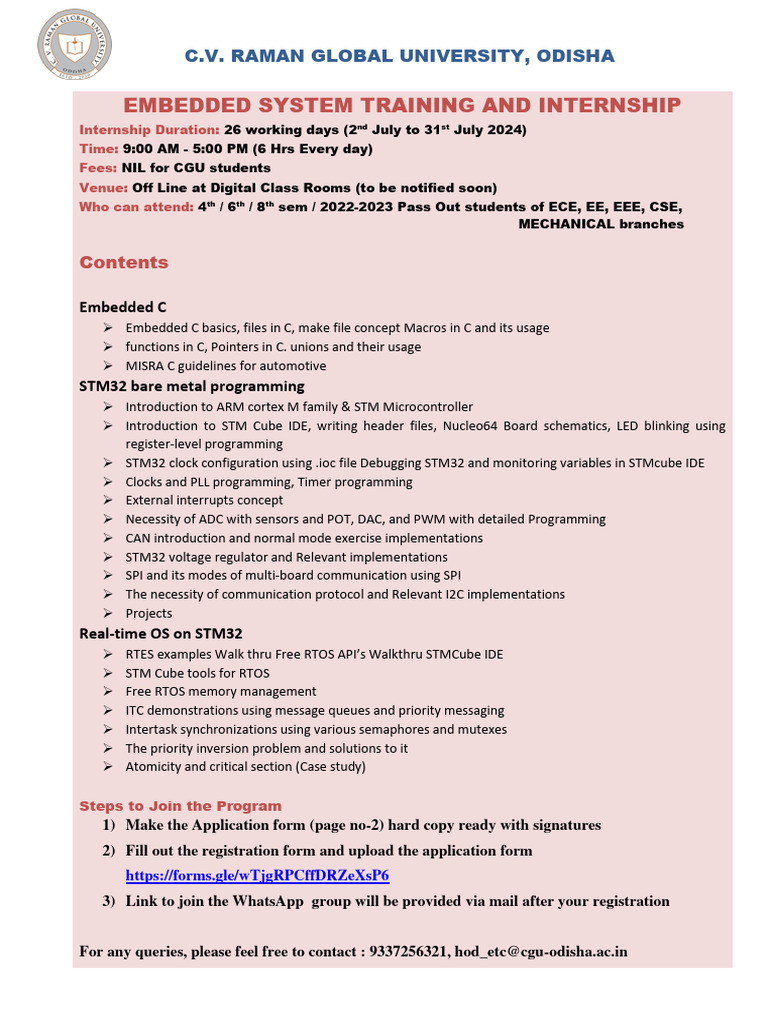 Embedded Systems Internship 2024 | PDF | Embedded System | Computing