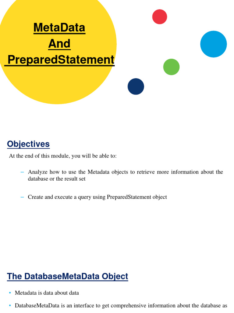 JDBC-4 MetaData and PreparedStatement | PDF | Databases | Metadata