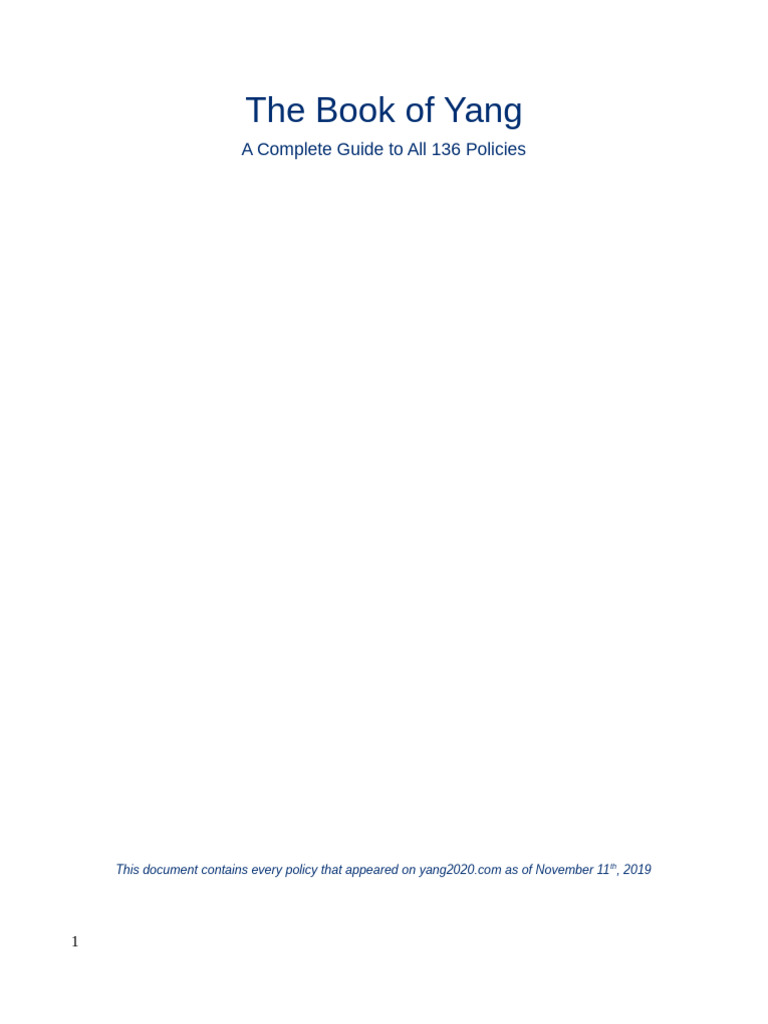 The Book of Yang A Complete Guide To All 136 Policies | PDF | Capital ...