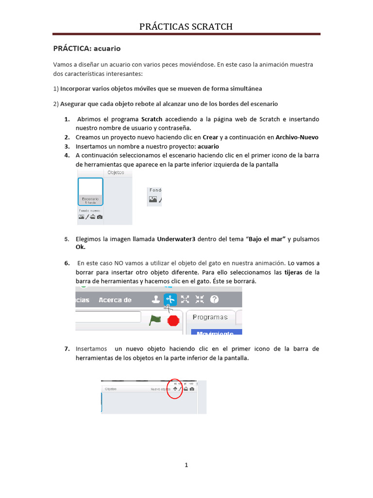 Práctica 8 Scratch Acuario | PDF | Scratch (lenguaje de programación)